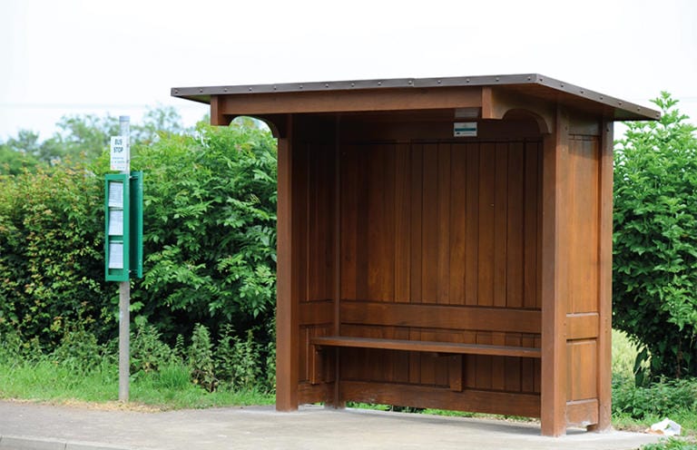 Hardwood Open & Enclosed Bus shelters - Outdoor Timber Shelters