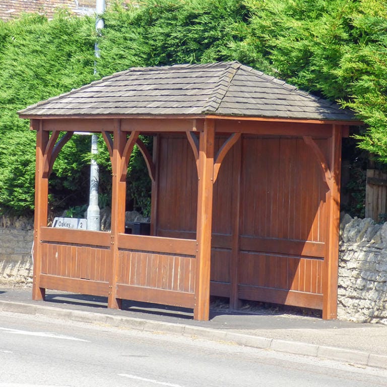 Hardwood Open & Enclosed Bus shelters - Outdoor Timber Shelters