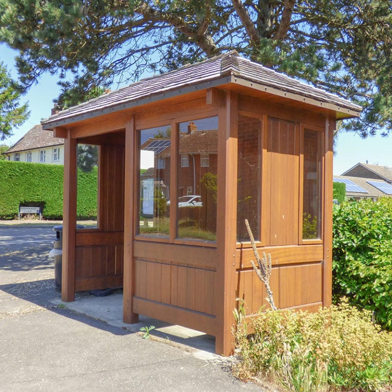 Hardwood Open & Enclosed Bus shelters - Outdoor Timber Shelters