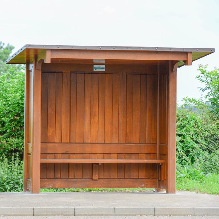 Hardwood Open & Enclosed Bus shelters - Outdoor Timber Shelters